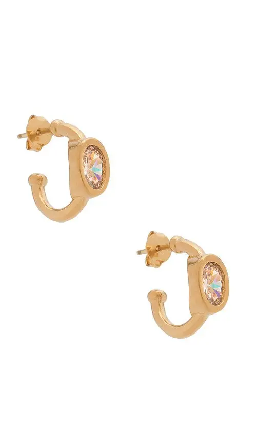 Alexa Leigh Bezel Oval Hoop Earrings - Yellow Gold