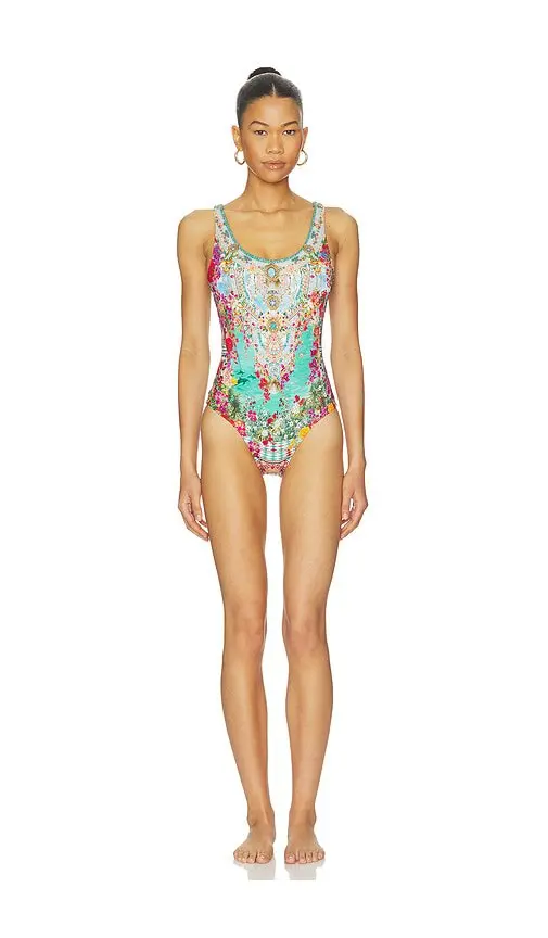 Camilla Thick Strap Scoop Neck One Piece Swimsuit - Meet Me In Mallorca