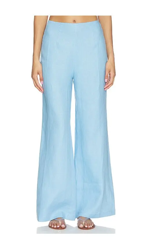 Faithfull The Brand Syna Linen Wide Leg Pants - Sky Blue