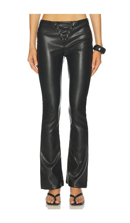 Superdown Faux Leather Flare Pants With Front Tie Detail