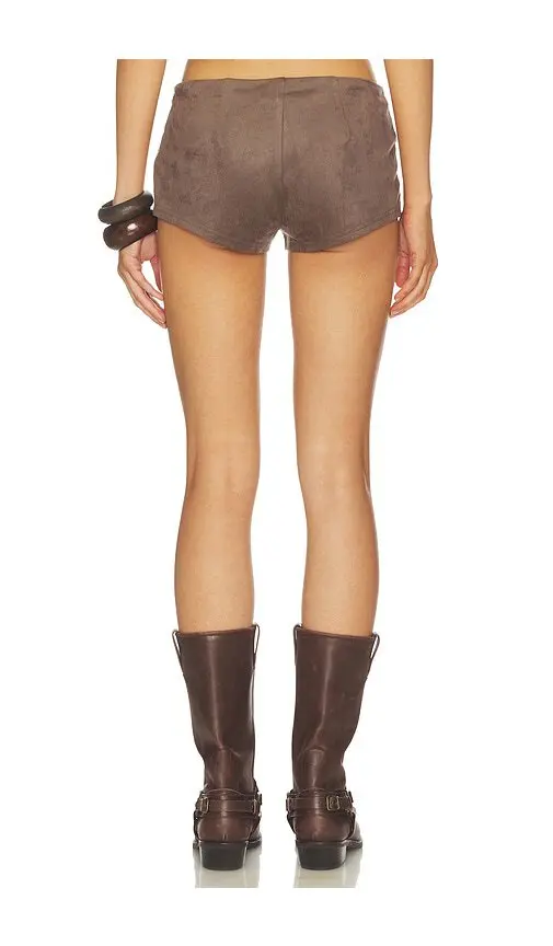 Superdown Faux Suede Lace-up Shorts - Grey