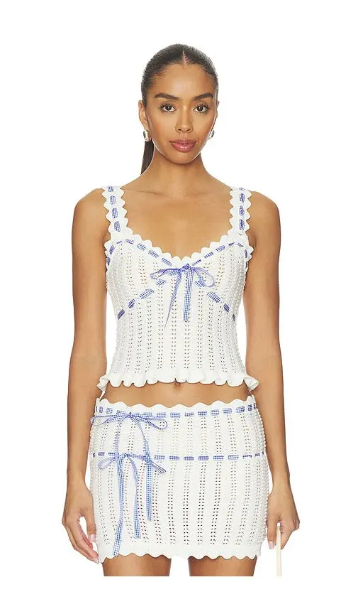 Majorelle Ammelie Pointelle Tank - White