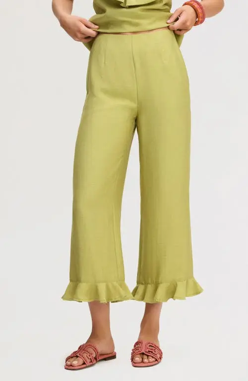 Sam Edelman Ruffle Hem Ankle Pants - Coastal Palm