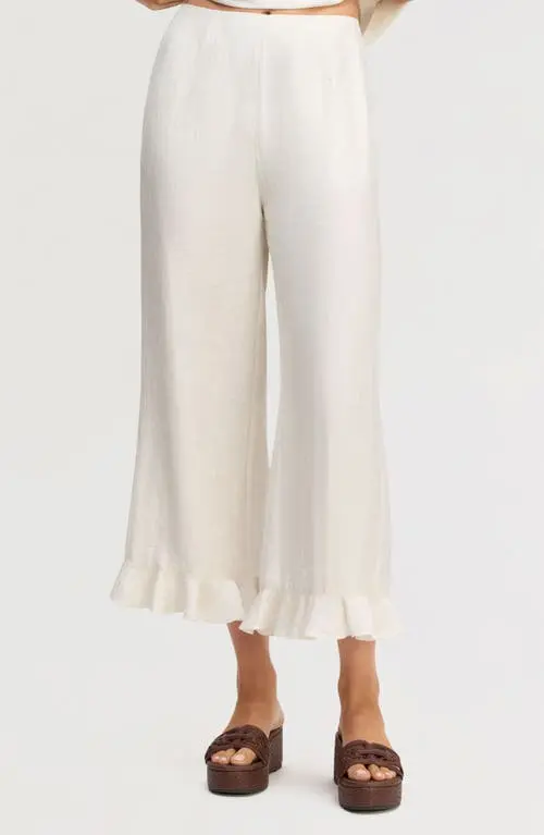 Sam Edelman Ruffle Hem Ankle Pants - Ecru