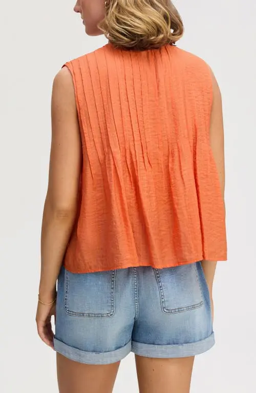 Sam Edelman Sleeveless Pintucked Tie Neck Top - Copper