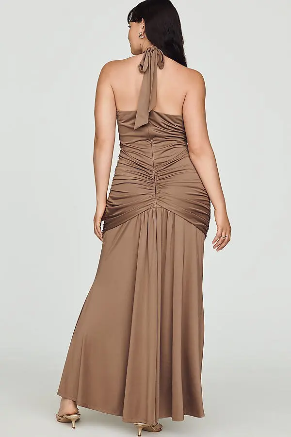 SIEMPRE Plunge Neck Maxi Dress