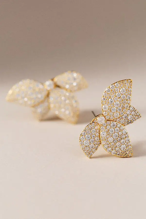 Nadri Starlet Leaf Post Earrings - Gold