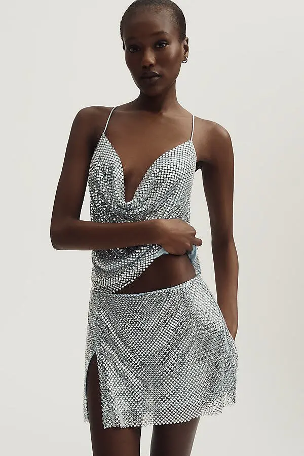 Retrofete Embellished Mini Skirt - Glace/silver
