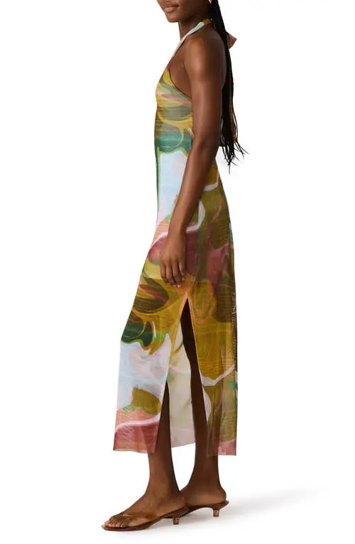 Steve Madden Jaslyn Halter Dress With Abstract Print And Side Slit