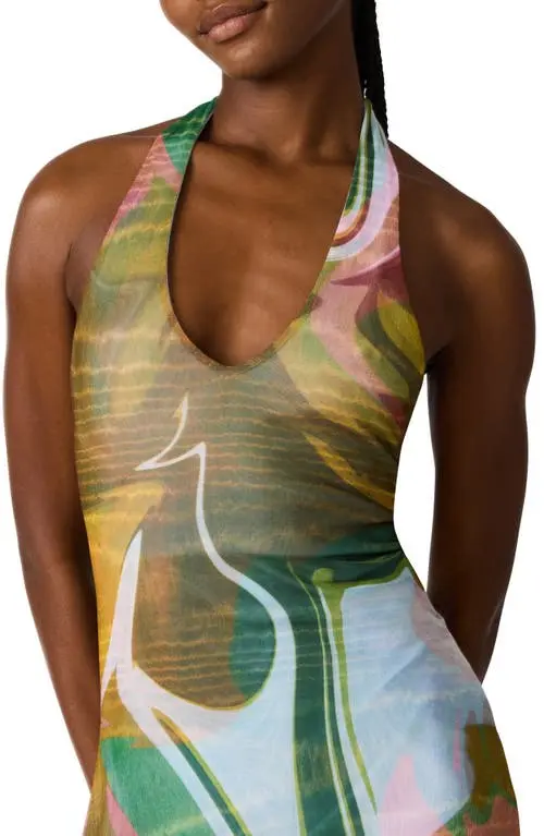 Steve Madden Jaslyn Halter Dress With Abstract Print And Side Slit