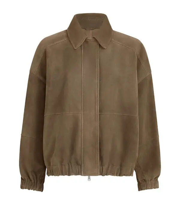 Brunello Cucinelli Suede Bomber Jacket - Green