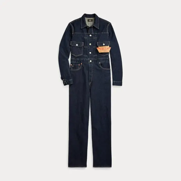 Ralph Lauren Indigo Denim Coverall With Stretch - Rinse Wash