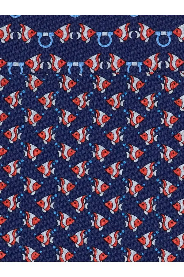FERRAGAMO Mini Fish Print Silk Tie