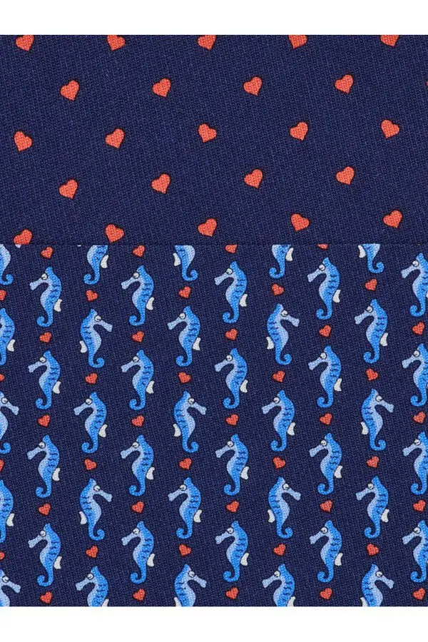 FERRAGAMO Seahorse Print Silk Neck Tie - Blue