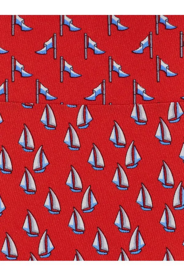 FERRAGAMO Nautical Print Silk Neck Tie