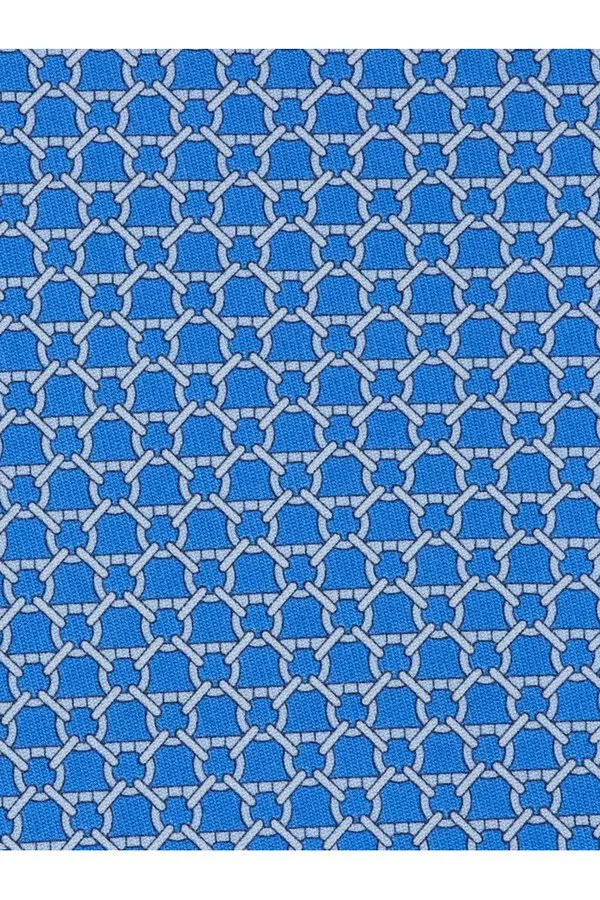 FERRAGAMO Gancini Link Print Silk Neck Tie - Blue