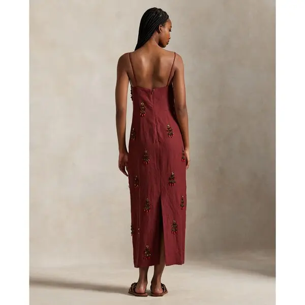 Ralph Lauren Embellished Linen Column Dress