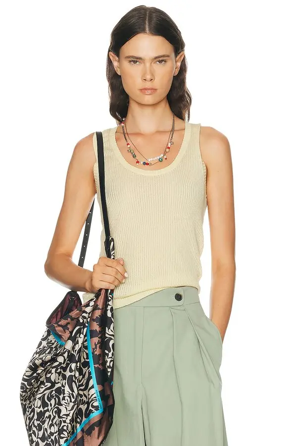 Dries Van Noten Ribbed Knit Tank Top - Cream