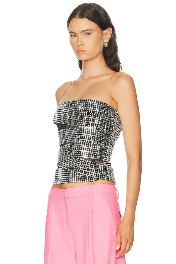 AREA Disco Ball Strapless Top - Black