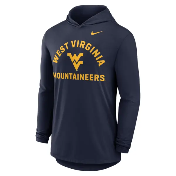 Nike West Virginia Mountaineers Dri-fit Hooded Long-sleeve T-shirt - Blue