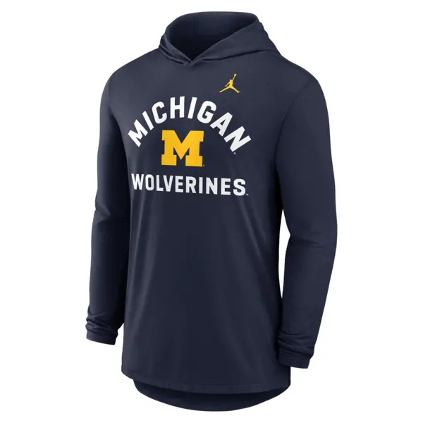 Nike Michigan Wolverines Dri-fit College Long-sleeve Hooded T-shirt - Blue
