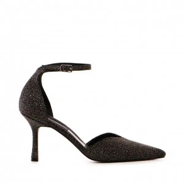THE 5TH ELEMENT Glitter Leather Stiletto Pumps With Ankle Strap