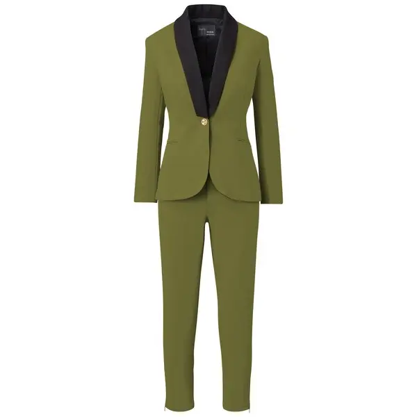 LAYO G Tailored Stretch Blazer And Pants Set - Green