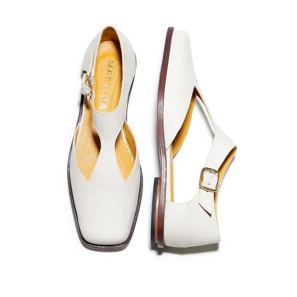 MAFALDA Carlota Off- Calf Leather Mary Jane Flats With Buckle Detail