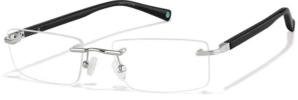 Zenni Rectangle Rimless Eyeglasses With Acetate Temples - Silver And Black
