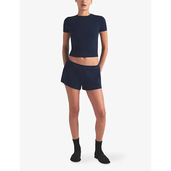 SKIMS Loose Rib Cotton-jersey Shorts