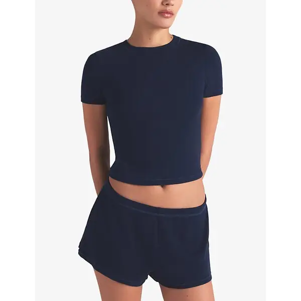 SKIMS Loose Rib Cotton-jersey Shorts