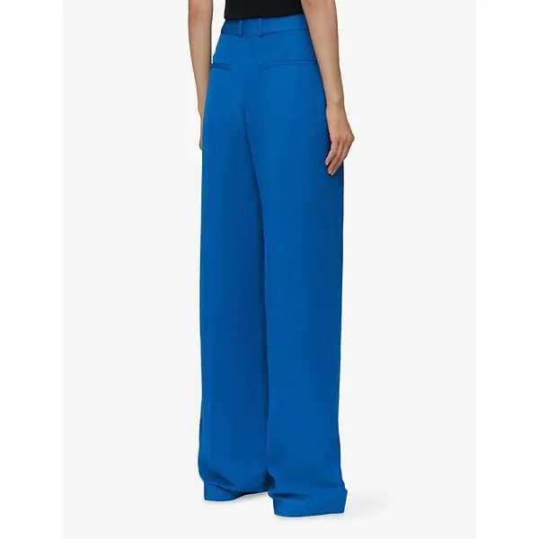 JOSEPH High-rise Wide-leg Linen-blend Trousers