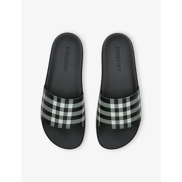 Burberry Checked Rubber Sliders - Black/comb