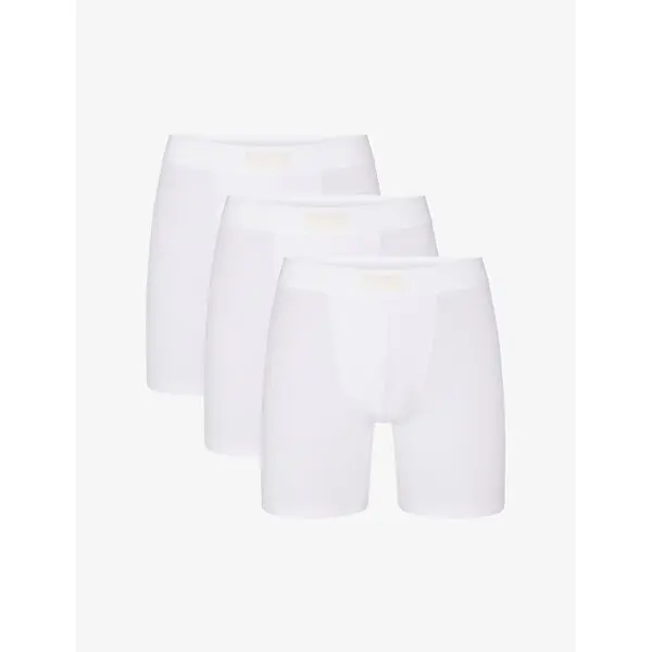 SKIMS Cotton Pack Of Three 5-inch Boxer Briefs - Chalk