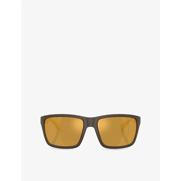 Burberry Be4483 Rectangular Frame Sunglasses With Checked Pattern - Brown