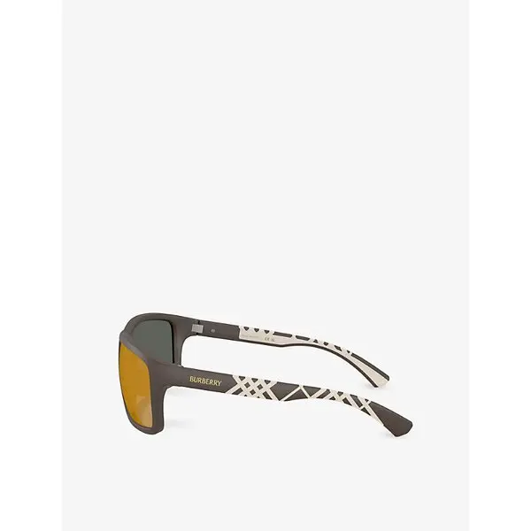Burberry Be4483 Rectangular Frame Sunglasses With Checked Pattern