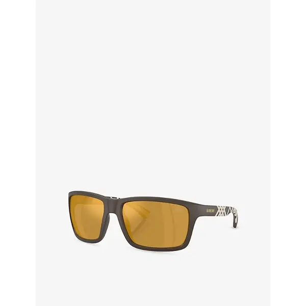 Burberry Be4483 Rectangular Frame Sunglasses With Checked Pattern