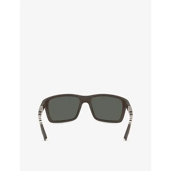 Burberry Be4483 Rectangular Frame Sunglasses With Checked Pattern
