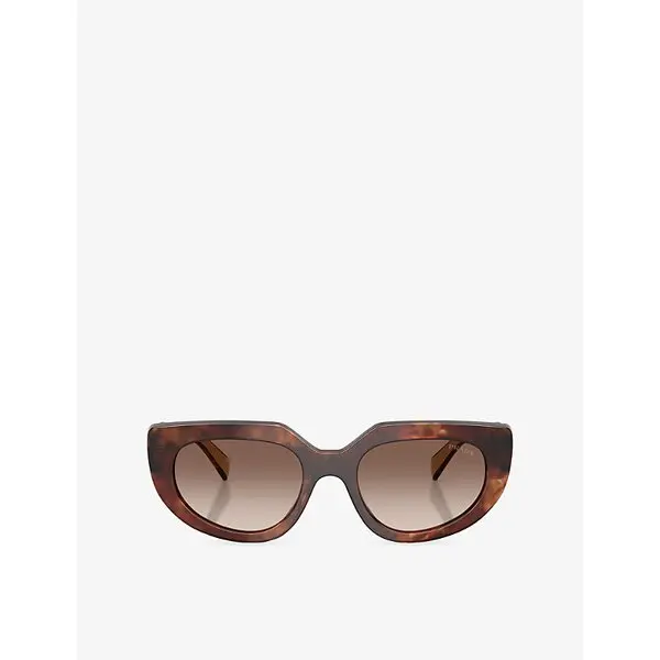 Prada Oval-frame Acetate Sunglasses - Brown