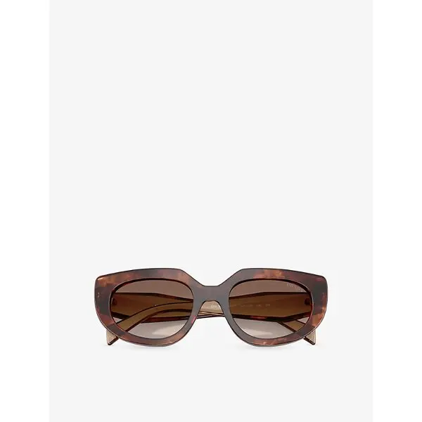 Prada Oval-frame Acetate Sunglasses - Brown