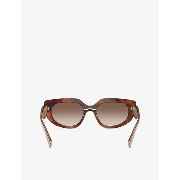 Prada Oval-frame Acetate Sunglasses - Brown