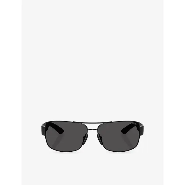 Prada Rectangular-frame Metal Sunglasses - Black