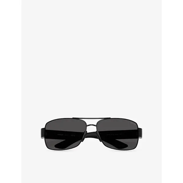 Prada Rectangular-frame Metal Sunglasses - Black