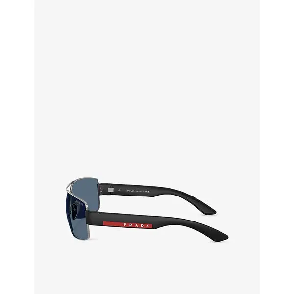 Prada Rectangular Frame Metal Sunglasses - Grey