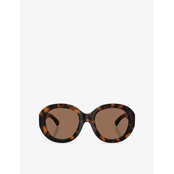 Burberry Be4497u Round Frame Acetate Sunglasses - Brown