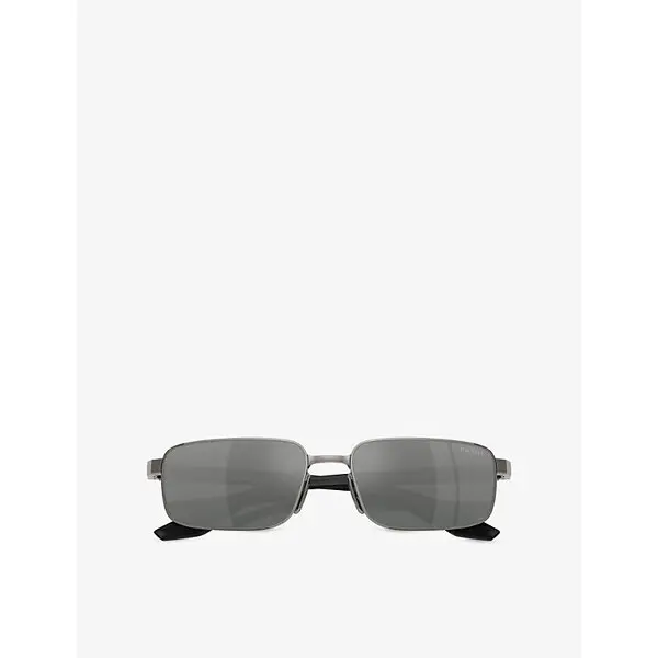 Prada Rectangular Metal Sunglasses - Grey