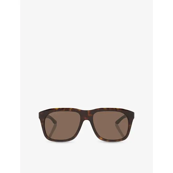 Gucci Rectangle Frame Acetate Sunglasses - Brown