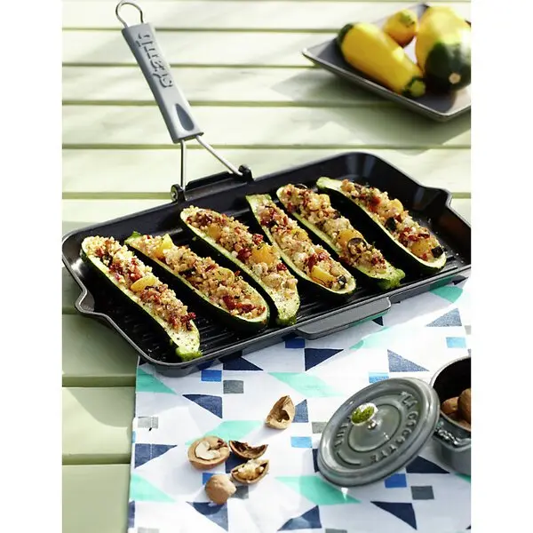 STAUB Rectangular Cast-iron Grill Pan With Pouring Spout 34cm