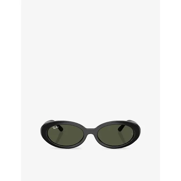Ray-ban Oval-frame Acetate Sunglasses - Black
