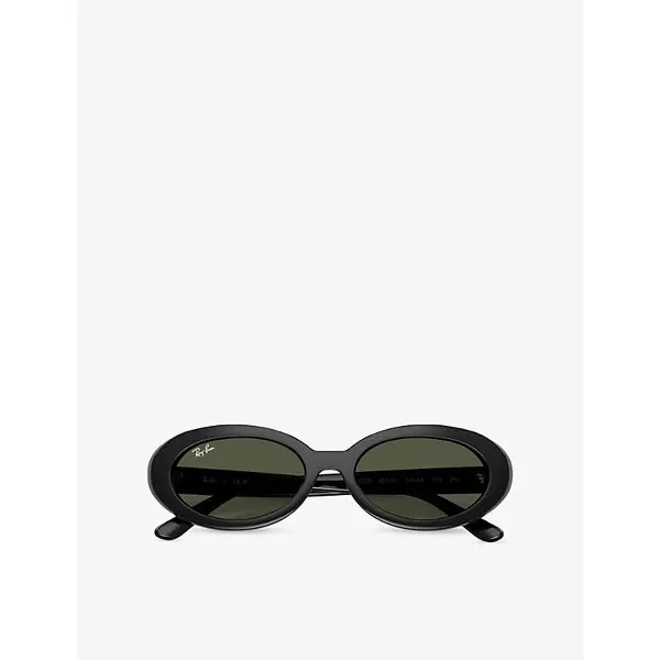 Ray-ban Oval-frame Acetate Sunglasses - Black